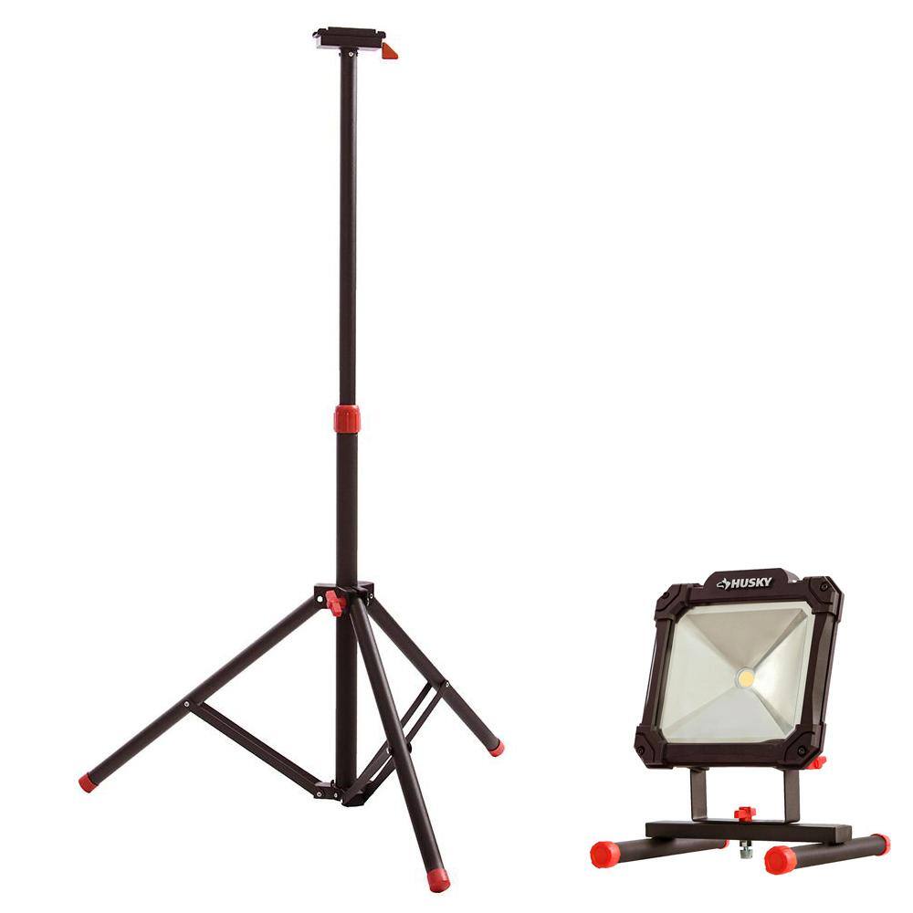 Husky Tripod for Portable LED Work Light and 3500-Lumen Portable LED ...