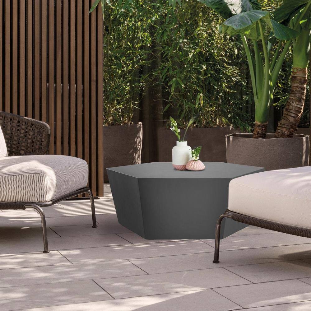PATIOGUARDER 41 in. Indoor and Outdoor Patio Mgo Concrete Coffee Table ...
