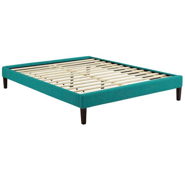 MODWAY Tessie Teal Full Upholstered Fabric Bed Frame with Squared Tapered Legs MOD 5897 TEA The Home Depot