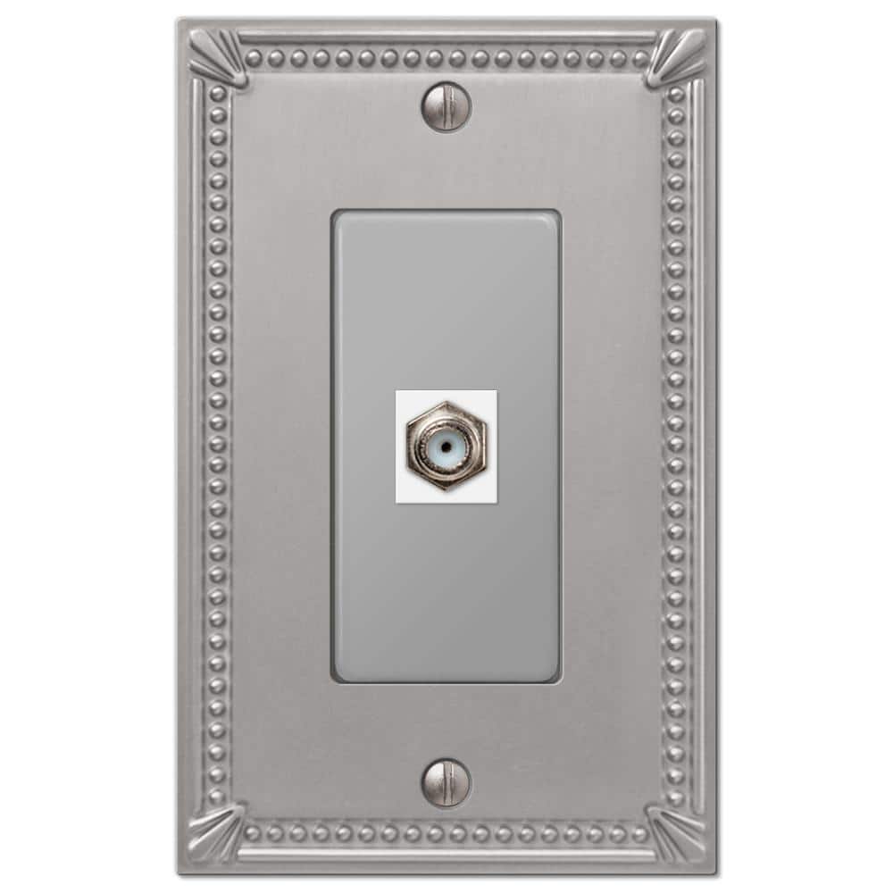 AMERELLE Imperial Bead 1 Gang Coax Metal Wall Plate - Brushed Nickel ...