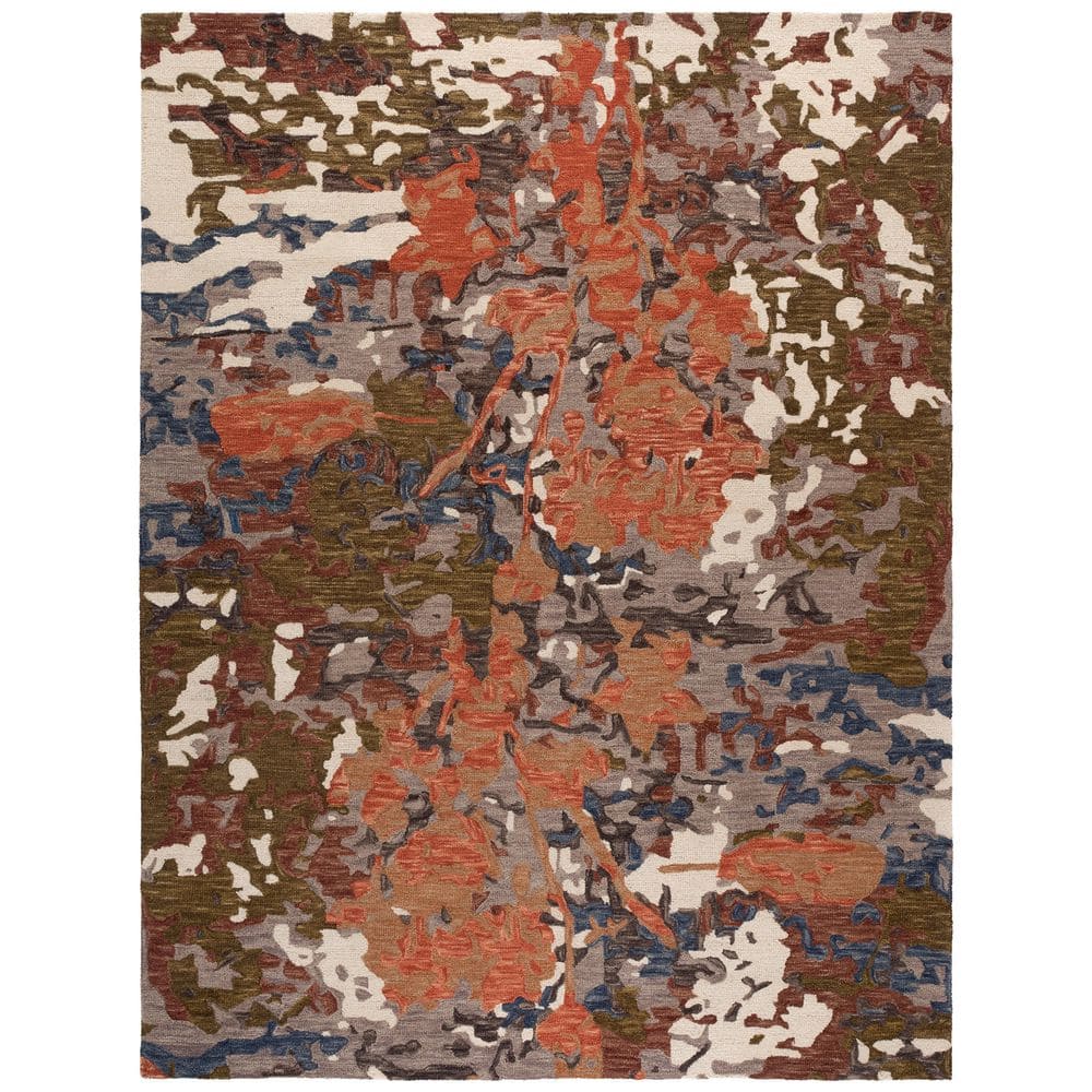 SAFAVIEH Blossom 8 ft. x 10 ft. Rust/Ivory Abstract Floral Area Rug ...