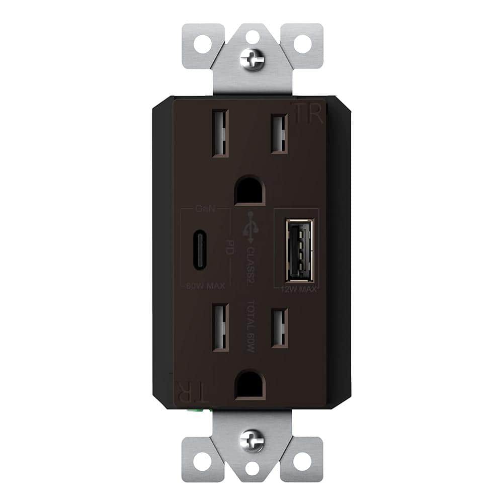 TOPGREENER 15 Amp Duplex Receptacle, 60-Watt Power Delivery USB Outlet ...