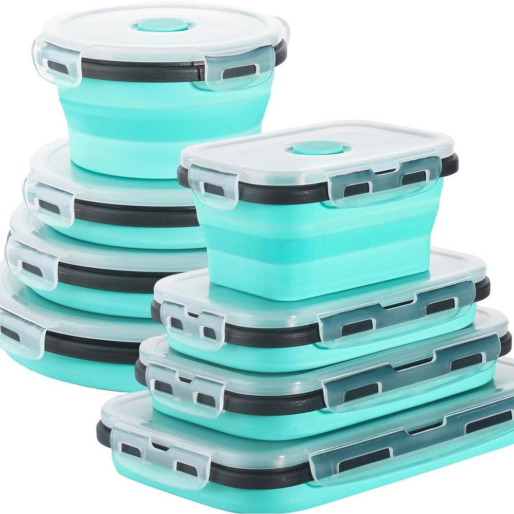 Angel Sar 8-Pack Silicone Collapsible Food Storage Containers with Lids ...