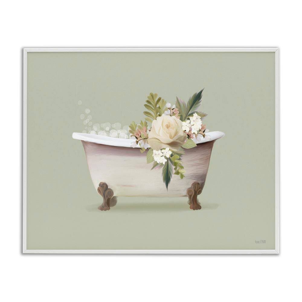 Stupell Industries Floral Rose Tub by House Fenway White Framed Nature ...