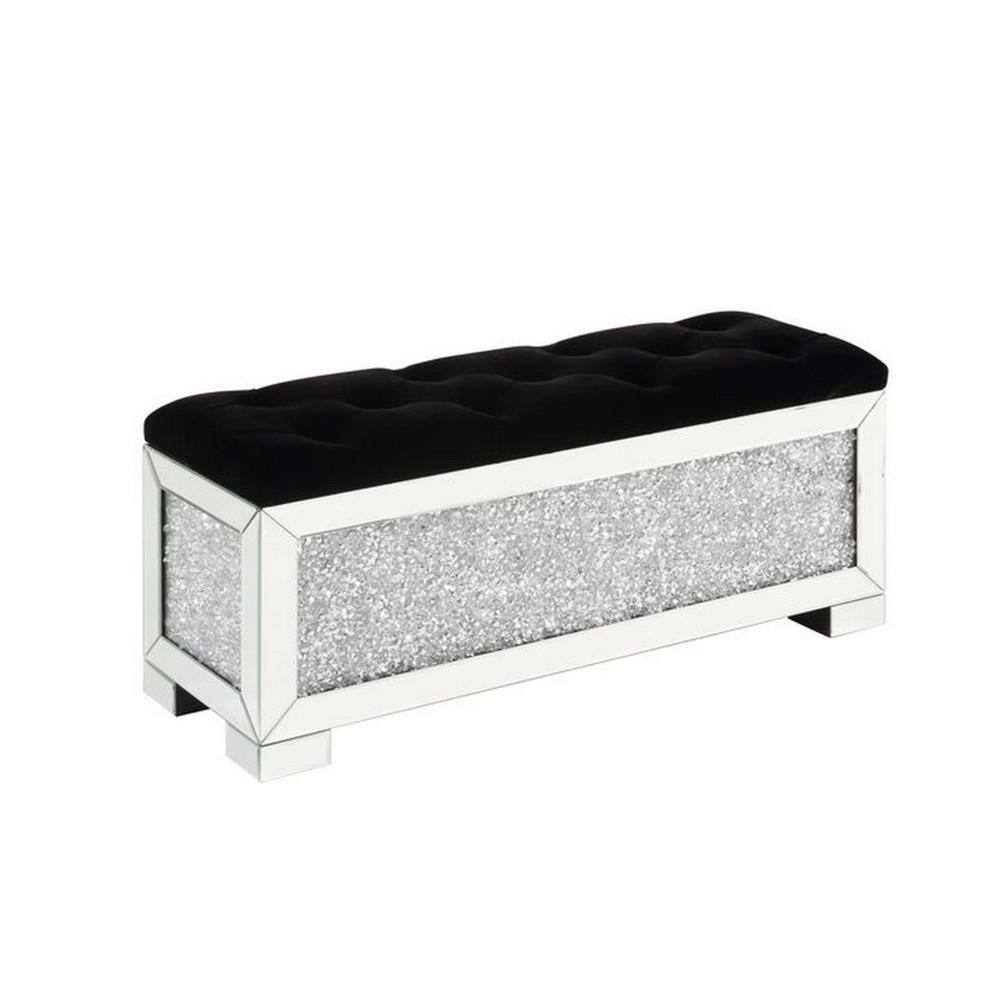 Benjara 38 in. Silver Backless Bedroom Bench with Tufted Seat BM251180 ...