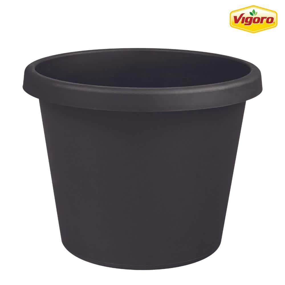 Vigoro Antonella Small Black Plastic Planter with Drainage Hole (6 in ...