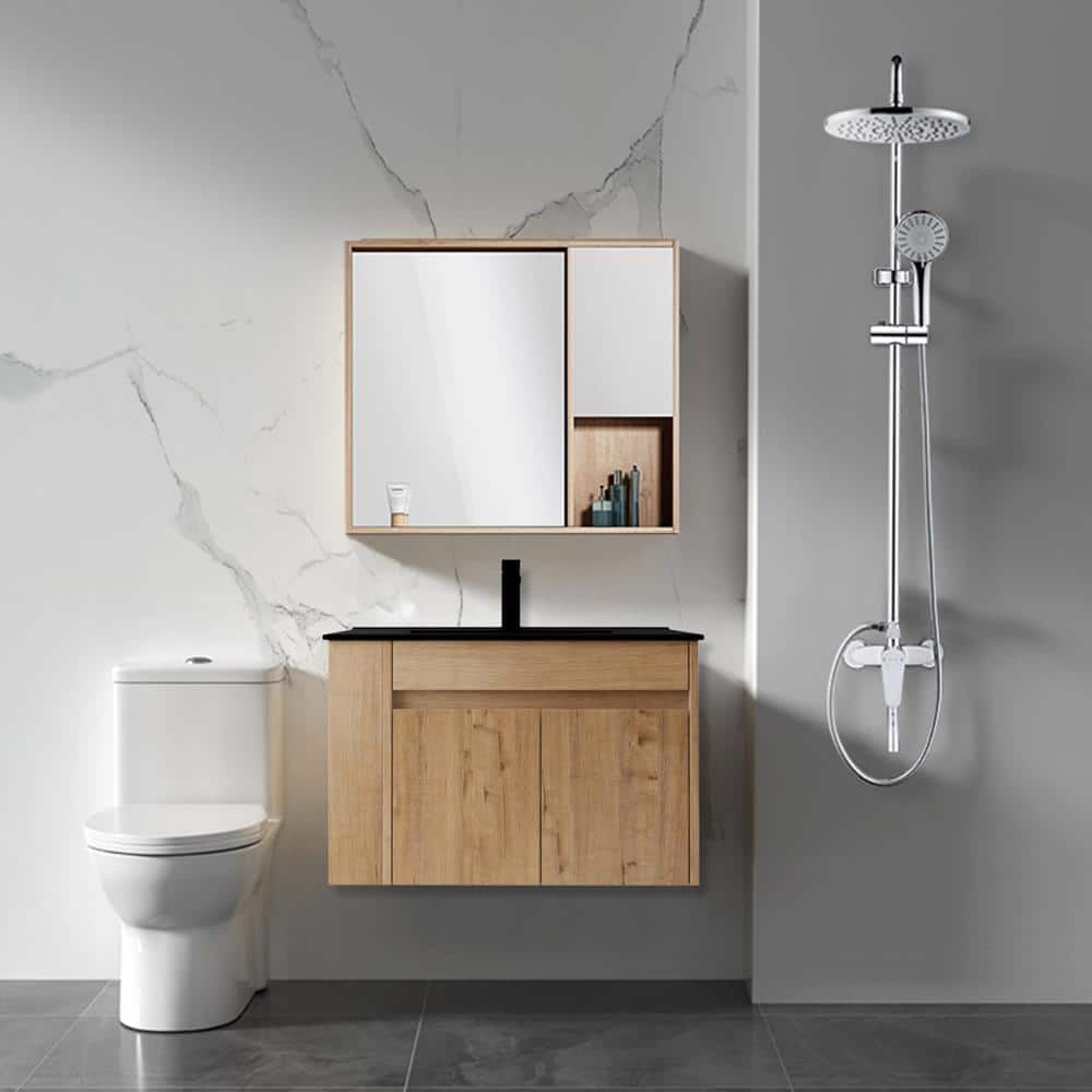 FUNKOL 30 in. W Modern Style Floating Mounted Bathroom Vanity with ...