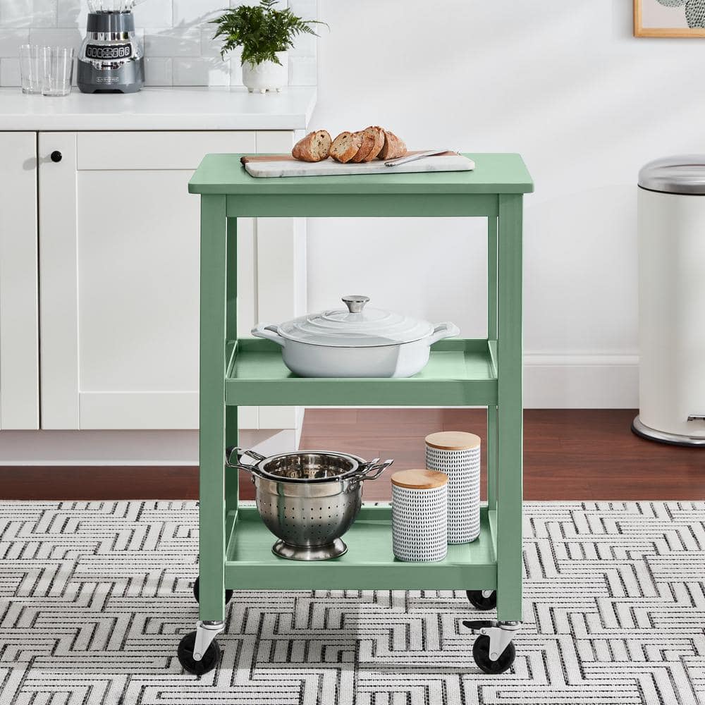 StyleWell Endive Green Multi-Purpose Wooden Rolling Kitchen or ...