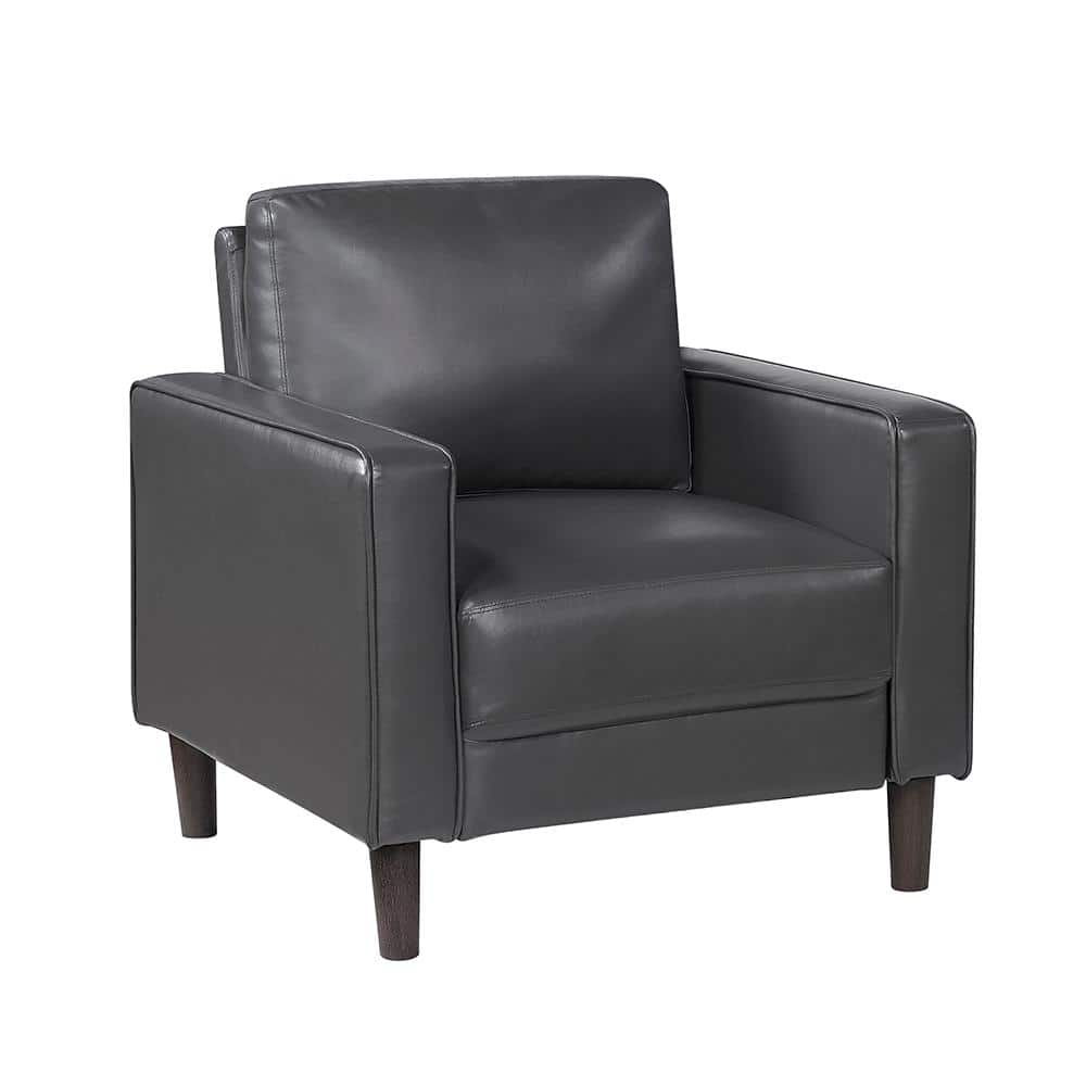 Lazzara Apollo Dark Gray Faux Leather Arm Chair 9203DGY-1 - The Home Depot