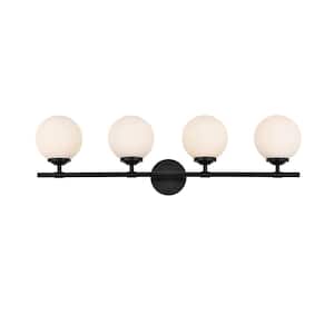 Simply Living 22 in. 3-Light Modern Black Vanity Light with Frosted ...