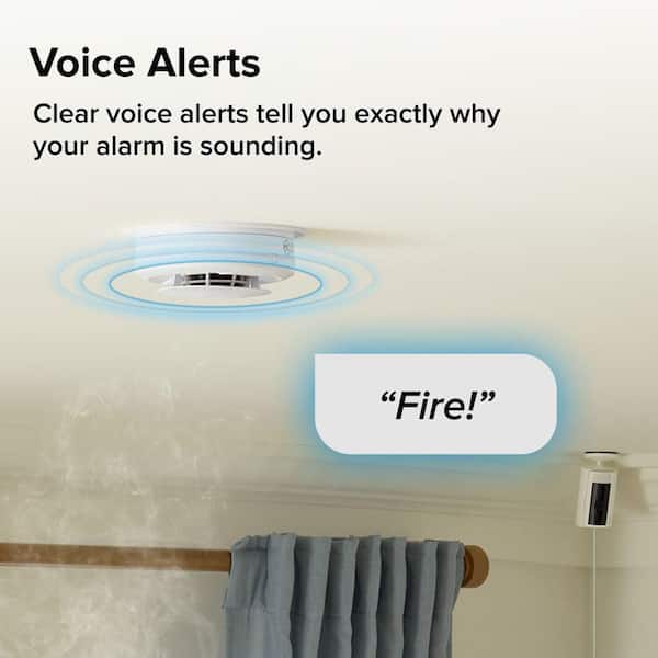 Kidde Hardwired Ring App Enabled Smart Smoke Detector with AA Backup Battery, Voice Alerts ...