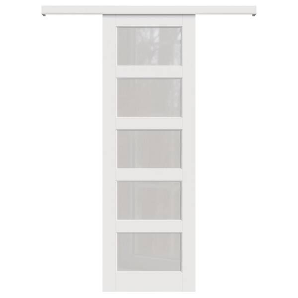 ARK DESIGN 28 in. x 80 in. Hidden Track Style 10 Lite Clear Glass White ...