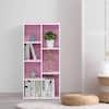 Furinno 41.7 in. Pink/White Faux Wood 7-shelf Standard Bookcase with ...
