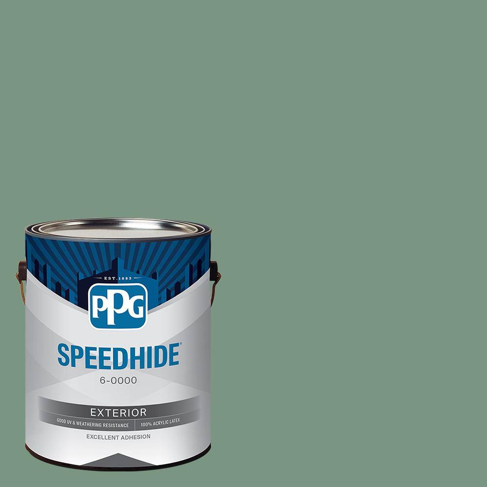 SPEEDHIDE 1 gal. PPG1133-5 Slate Green Satin Exterior Paint PPG1133-5SX ...