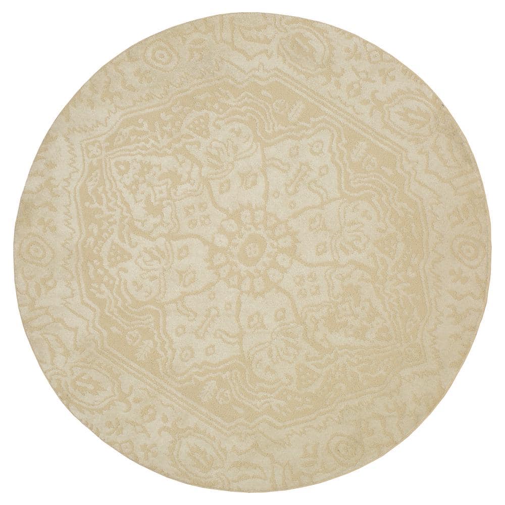 Mohawk Home Francesca Cream 8 ft. Shag Round Area Rug 676315 - The Home ...
