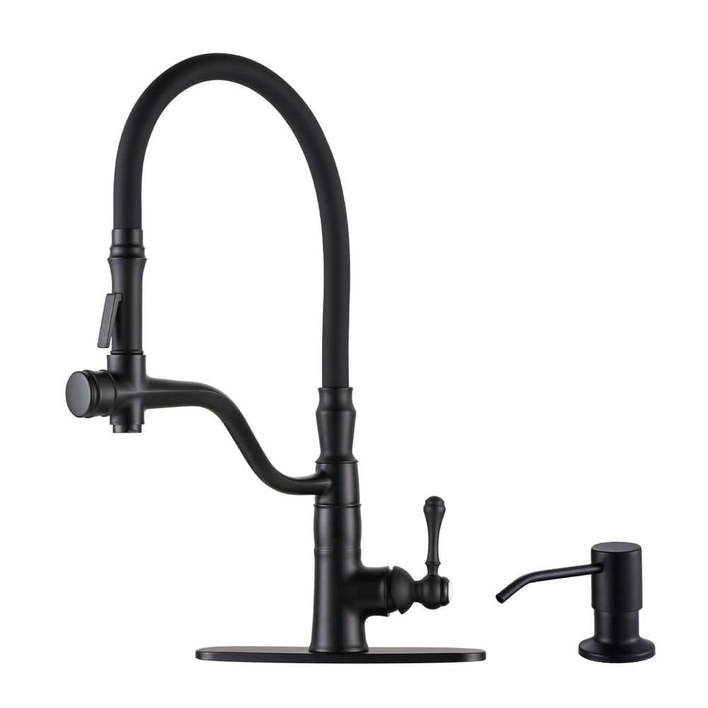 AVITAS 20.4 in. H Single Handle Brass Pull Down Sprayer Kitchen Faucet ...
