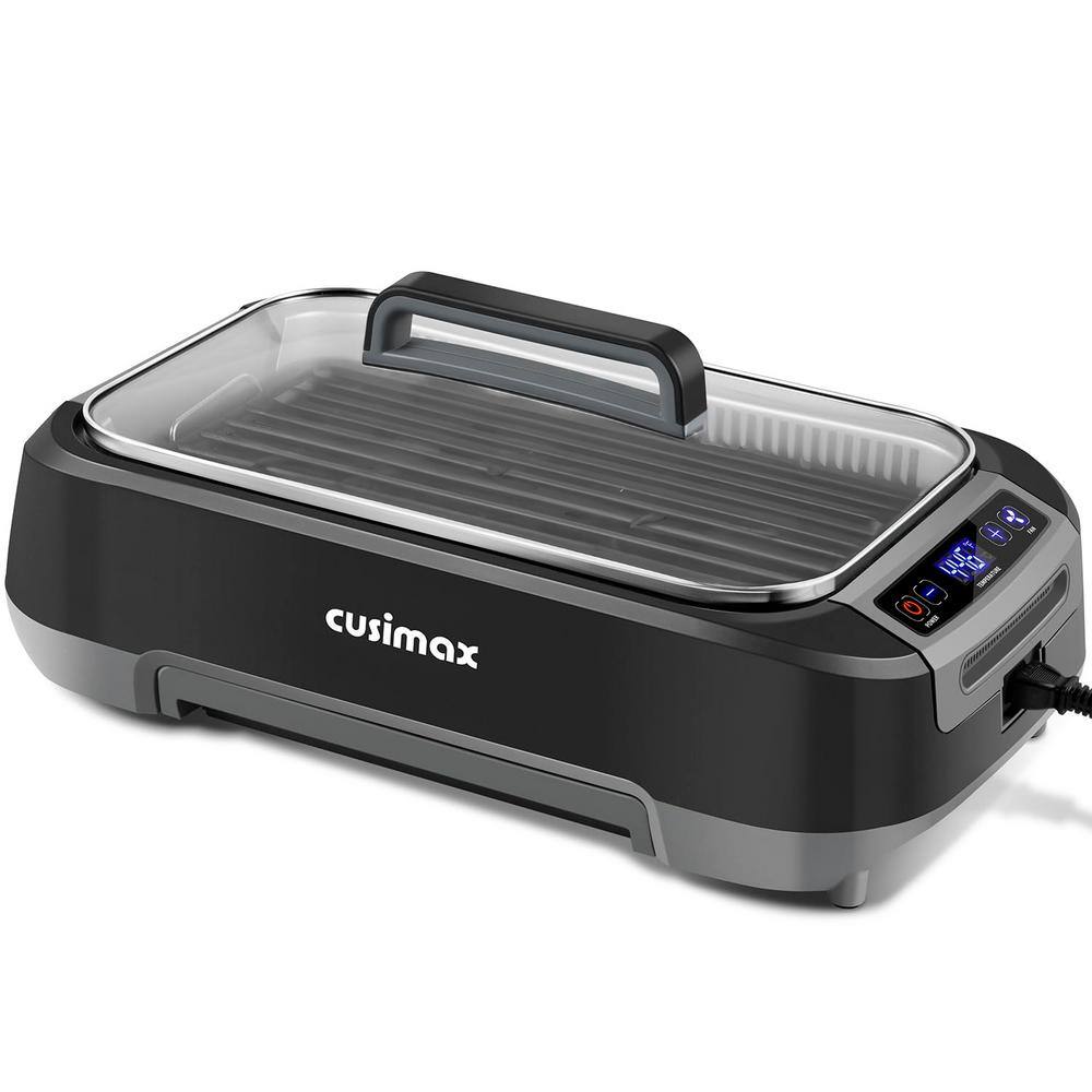 JEREMY CASS 104 sq. in.Black indoor grill with Turbo Smoke Extractor ...