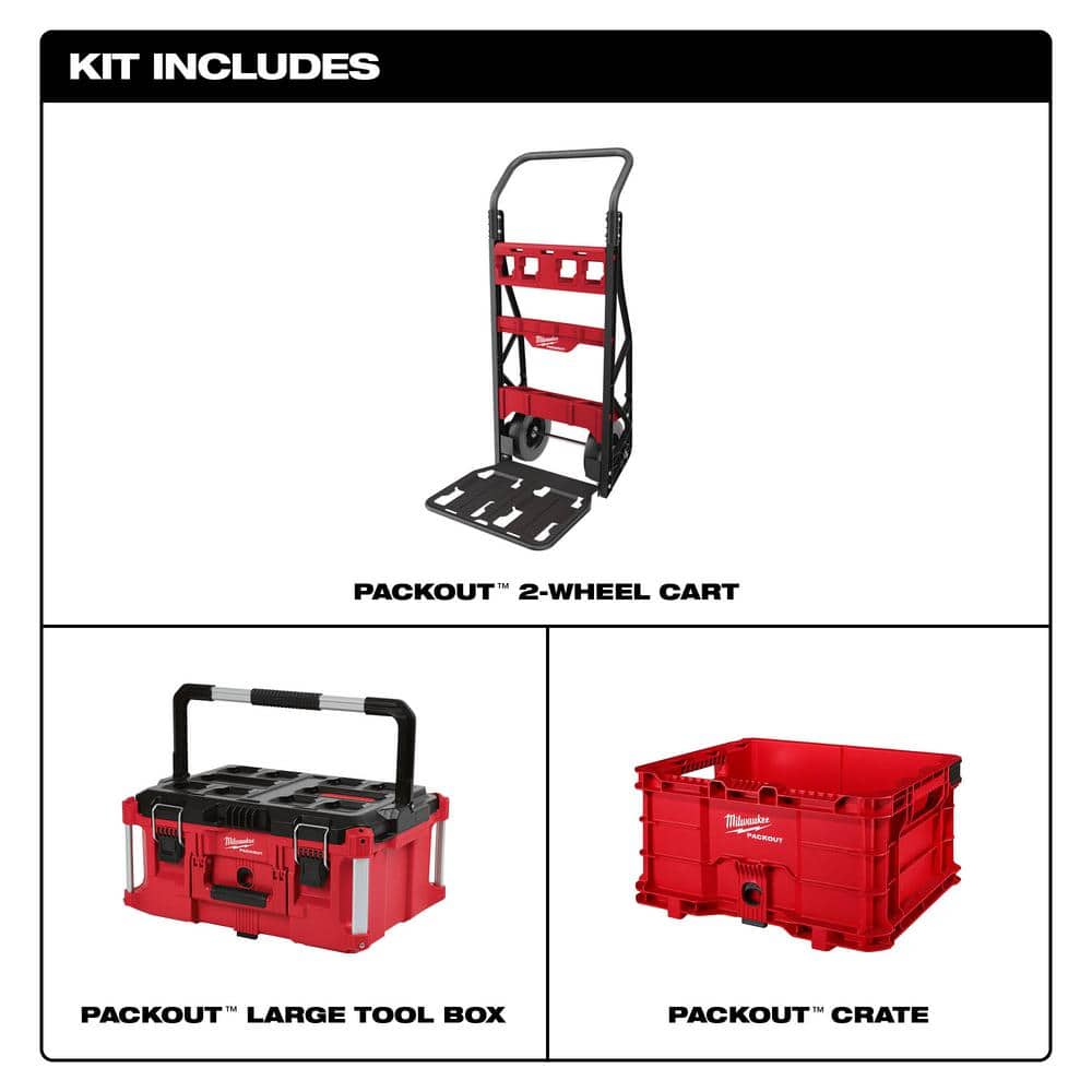 Buy PACKOUT 20 in. 2-Wheel Utility Cart with Large Tool Box and Crate ...
