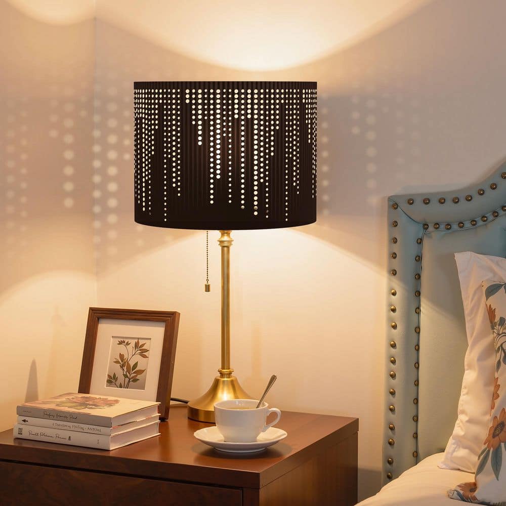 Emeritpro 10 in. H Black Metal Drum Lamp Shade with Round Shade with ...