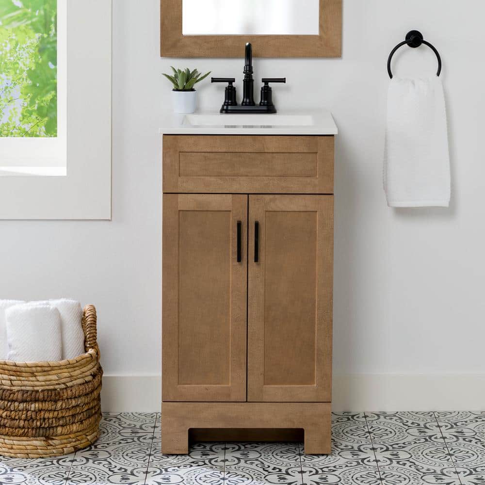 Glacier Bay Lyton 19 in. Single Sink Sand Bath Vanity with White ...