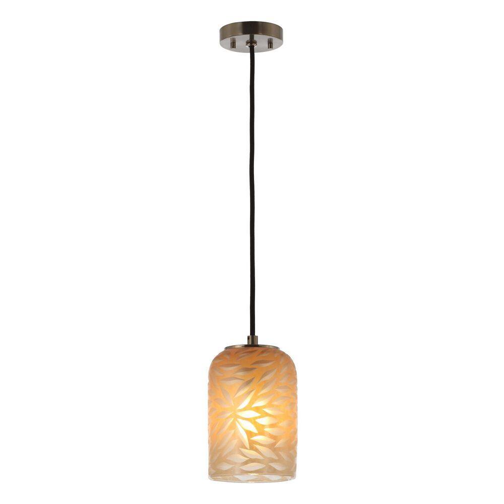 IHOMEadore 1-Light Satin Nickel Mini Pendan Light with Glass Shade MD ...