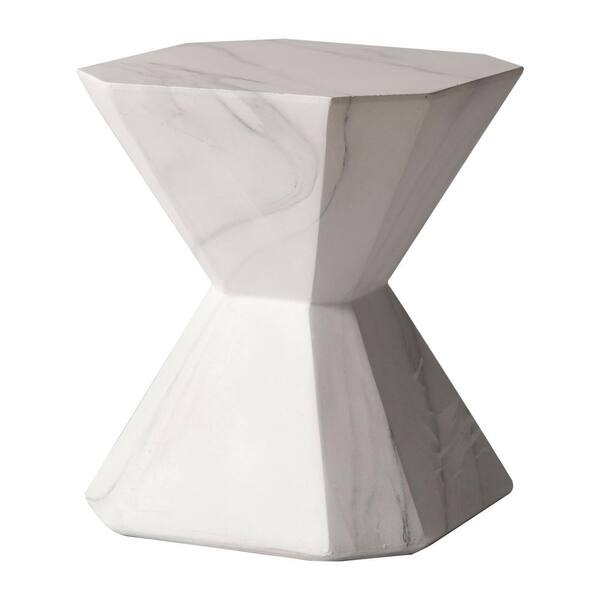 Leisuremod Modern Side Table Round Fiberstone Nightstand Marble Design ...