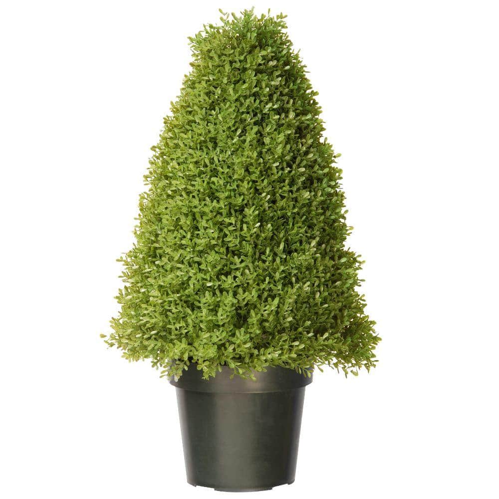 National Tree Company 30 in. Artificial Boxwood Tree with Dark Green ...