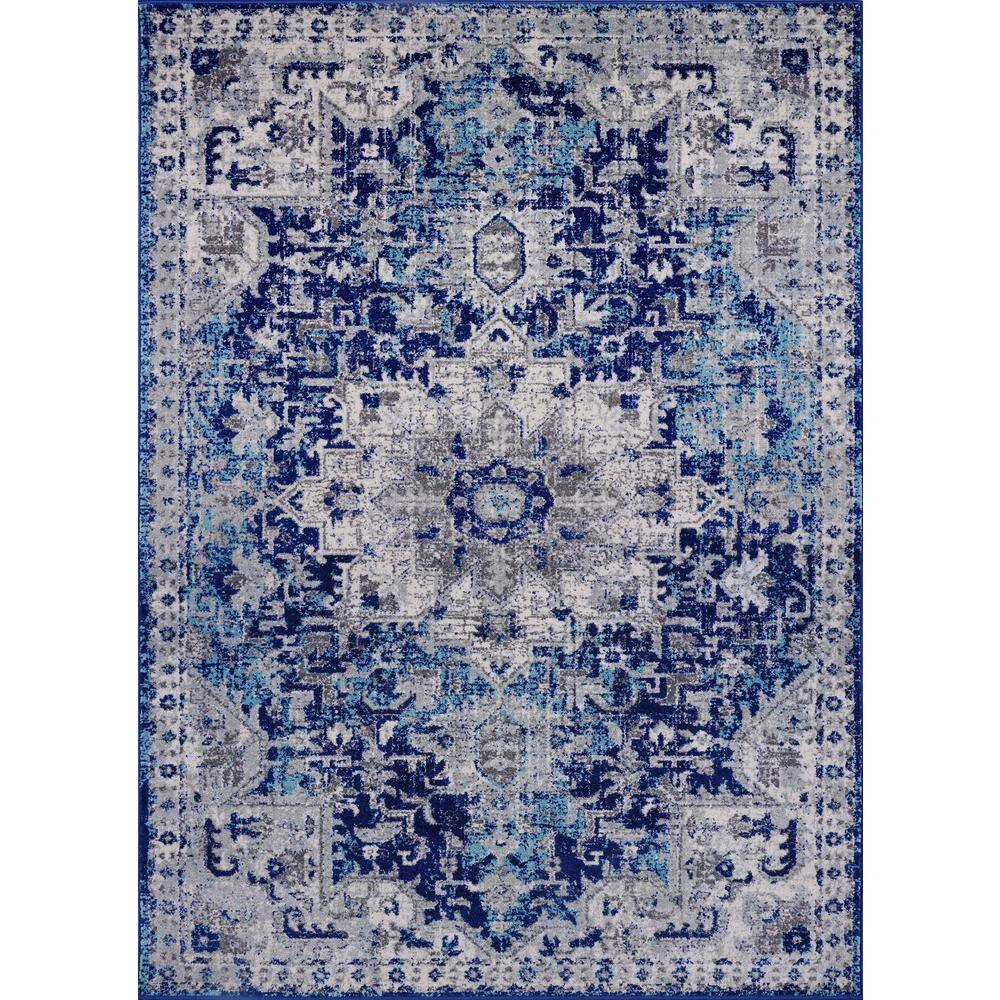 LUXE WEAVERS Howell Collection Blue 5x7 Traditional Abstract ...