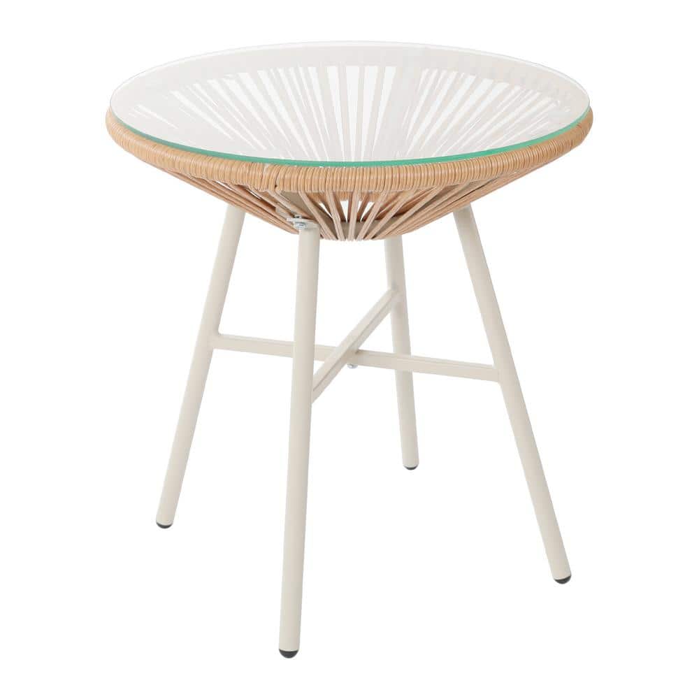 UPHA Round Beige Rattan Waterproof Four-Legged Rattan Side Table HD-CJ1 ...