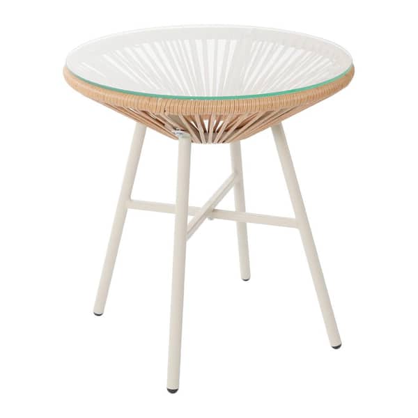 UPHA Round Beige Rattan Waterproof Four-Legged Rattan Side Table HD-CJ1 ...