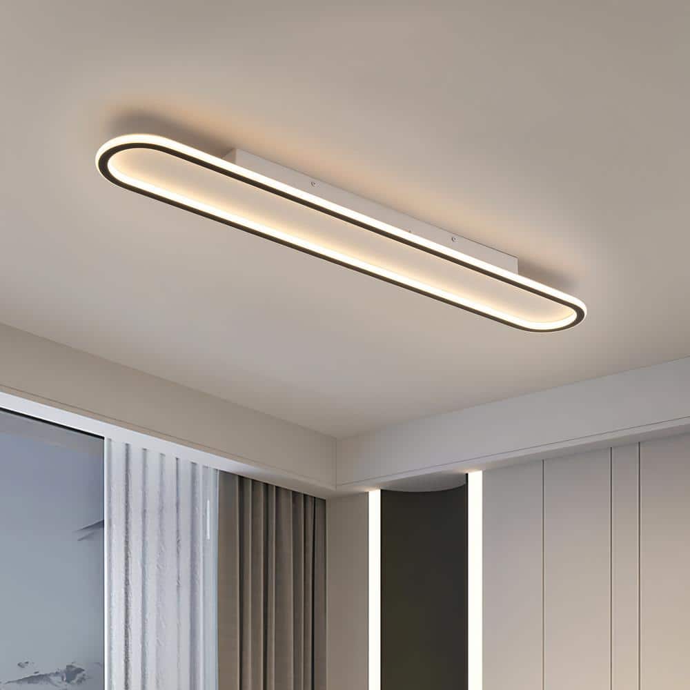 HUOKU Lumin 39.4 in. x 5.9 in. Long Linear Black and White Integrated ...