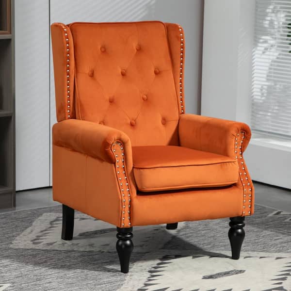 HOMEFUN Modern Tufted Orange Velvet Wingback Accent Arm Chair HFHDSN ...
