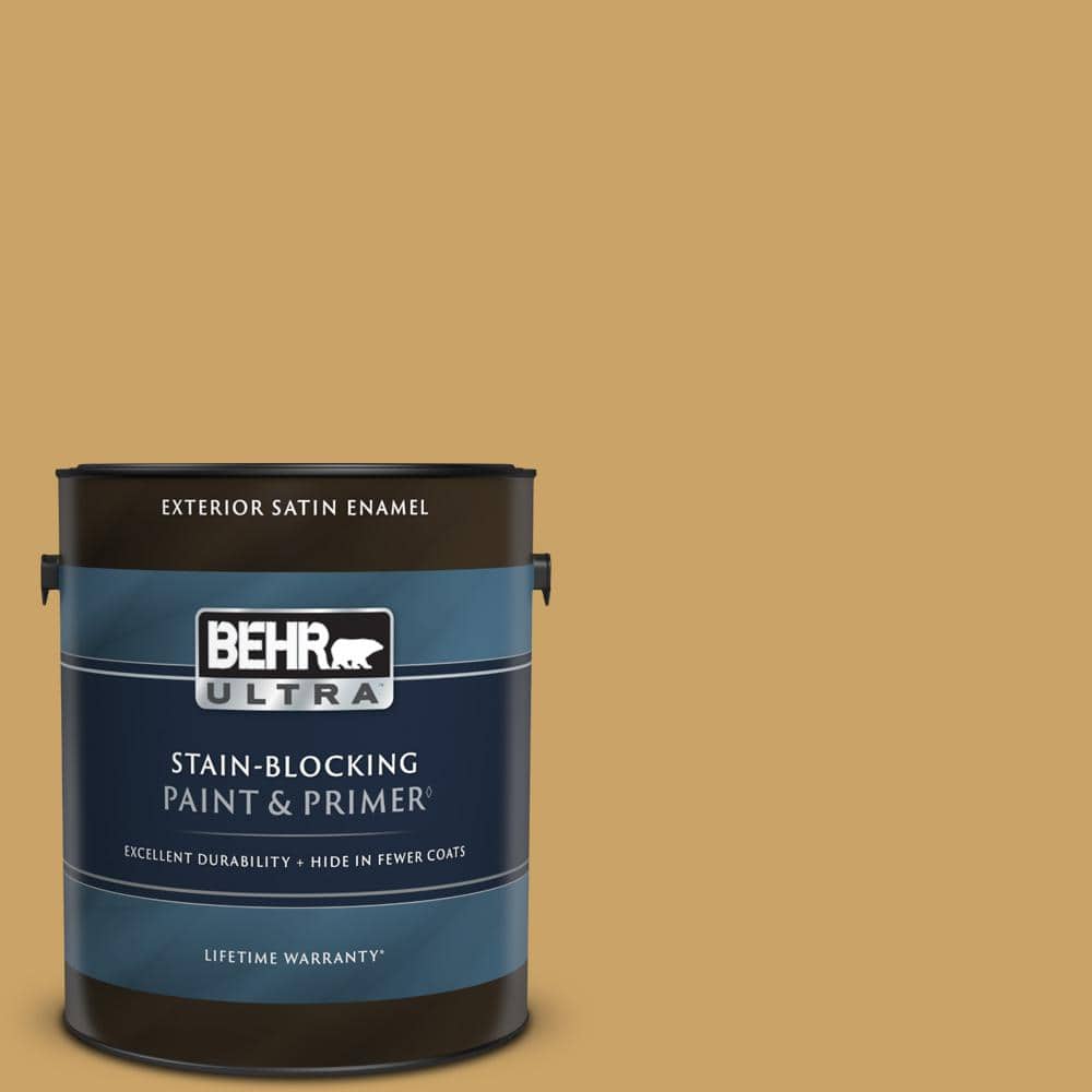 BEHR ULTRA 1 gal. #PPU6-17 Classic Gold Satin Enamel Exterior Paint ...
