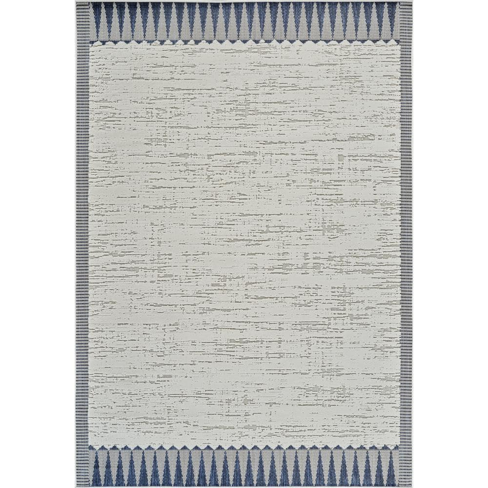 Rug Branch Maise Cream Blue 5 ft. x 7 ft. Modern Abstract Indoor ...