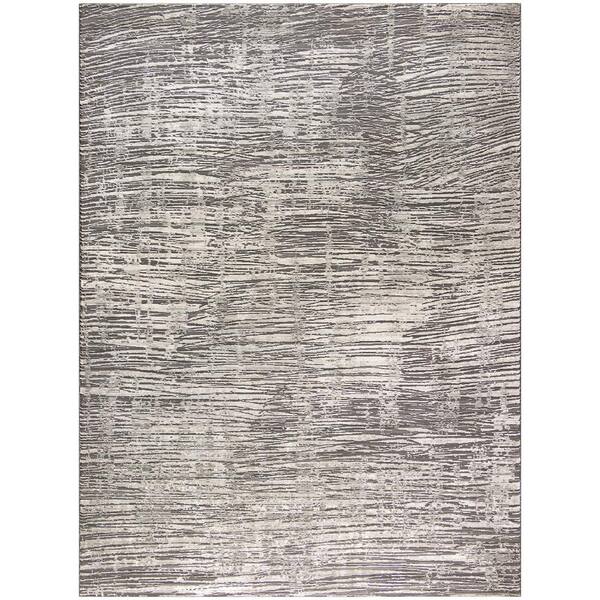 Nourison Eco-Friendly Ivory Grey 9 ft. x 12 ft. Abstract Contemporary ...