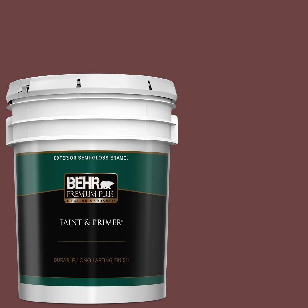 BEHR PREMIUM PLUS 5 gal. #BIC-50 Deep Claret Semi-Gloss Enamel Exterior ...