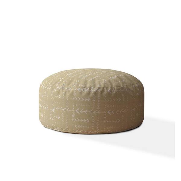 HomeRoots Charlie Beige Cotton Round Pouf Cover Only 2000518534 - The ...