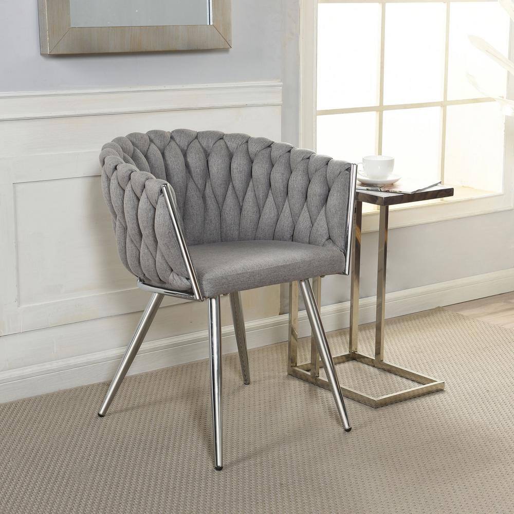 StyleCraft Woven Silver Fabric Side Chair AJF26617DS - The Home Depot