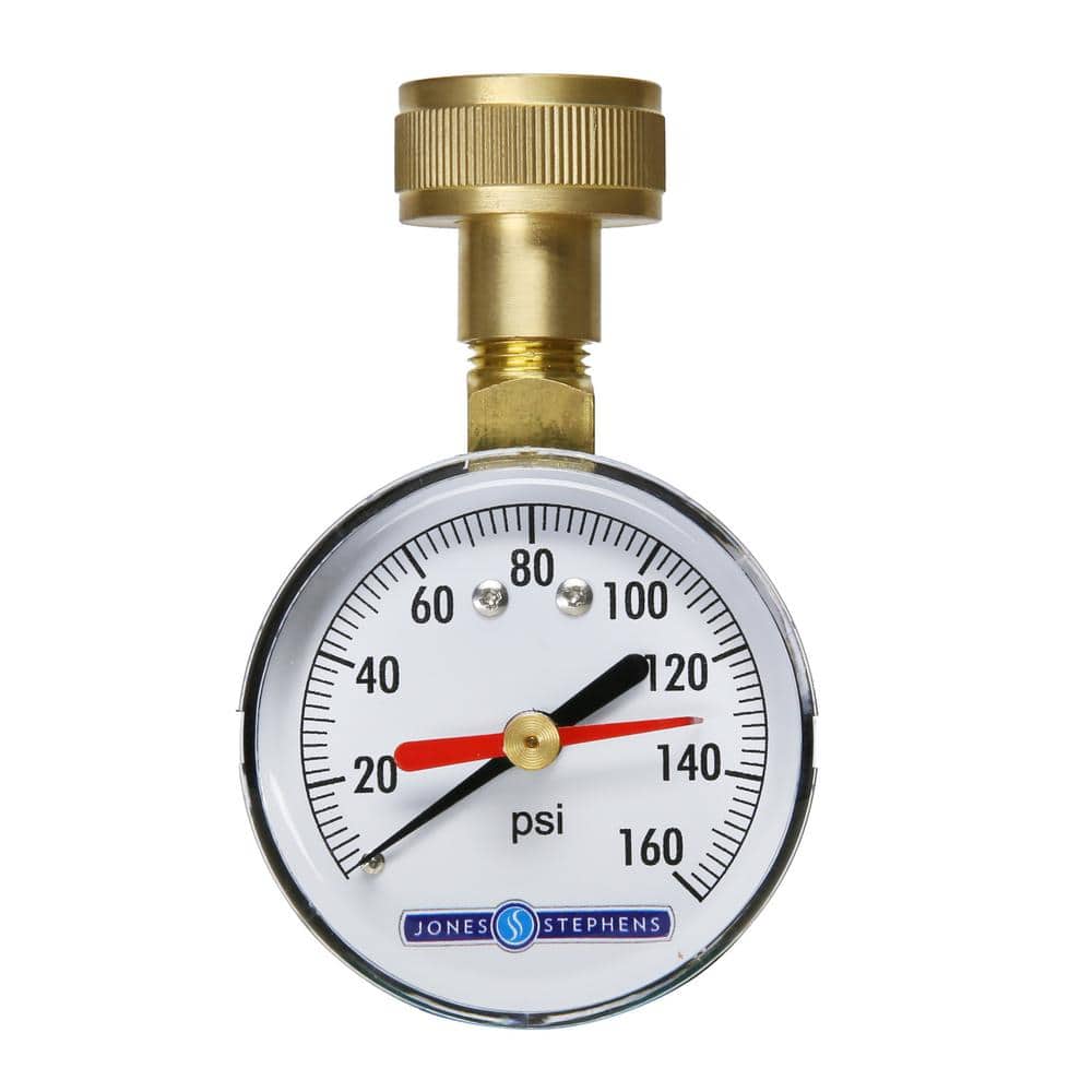 JONES STEPHENS 160 PSI Water Test Gauge with Memory Pointer and 3/4 in ...