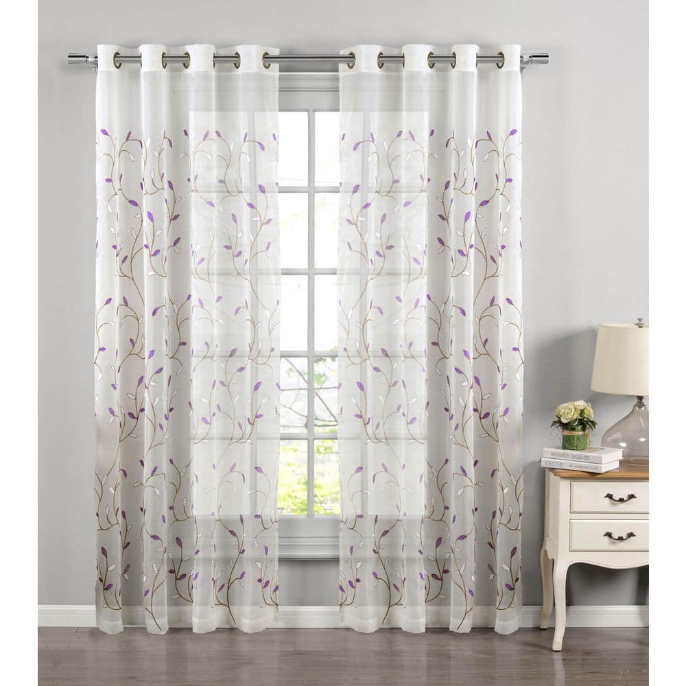 Reviews for CREATIVE HOME IDEAS Wavy LeavesBrown Purple White 54 in. W ...