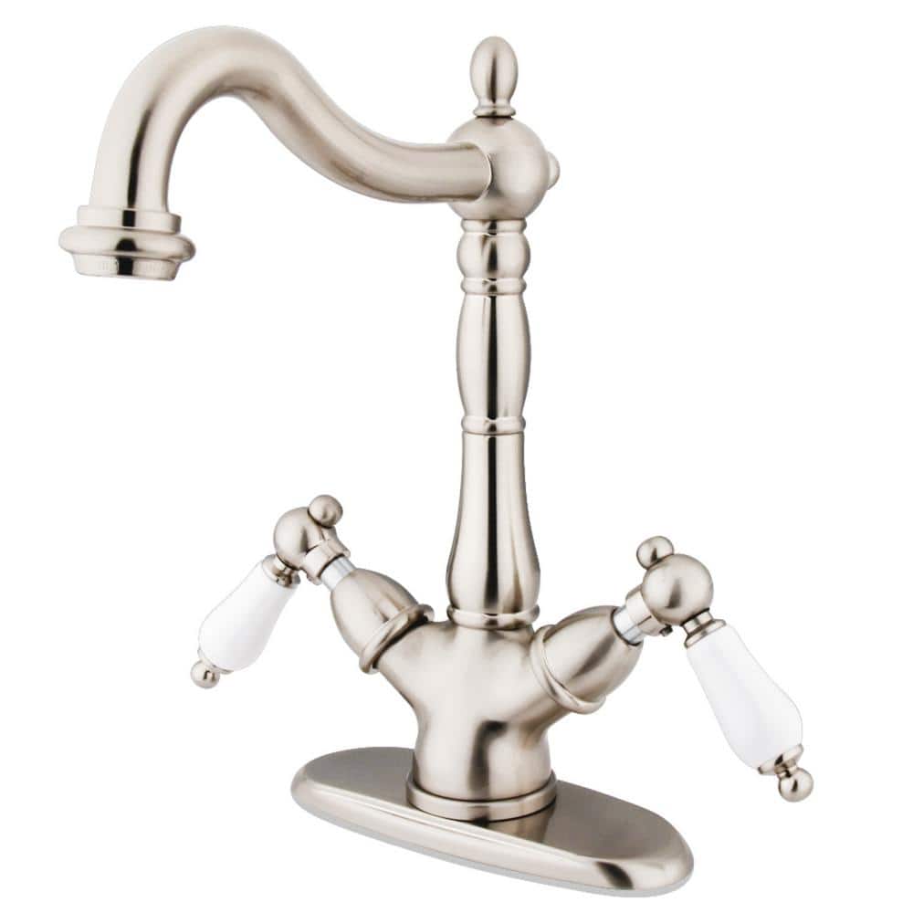 Kingston Brass Heritage Single Hole 2-Handle Bathroom Faucet in Brushed ...