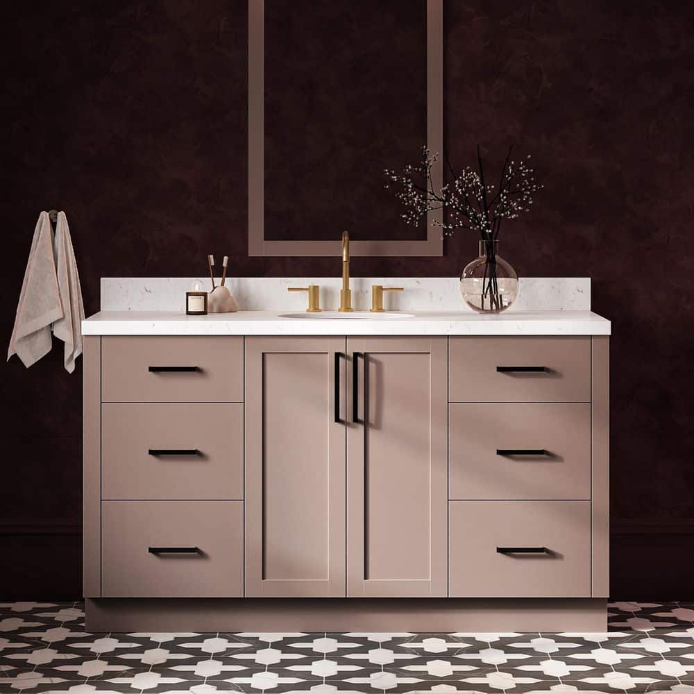 ARIEL Loren 60 in. Single Sink Freestanding Bathroom Vanity in Mocha ...