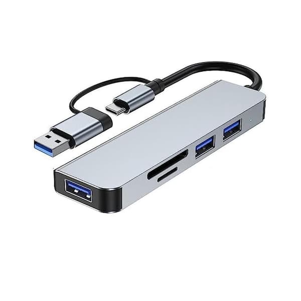 Lukyamzn 5 in 1 Aluminum USB-C Hub, Memory Card Reader 3 USB Ports for ...