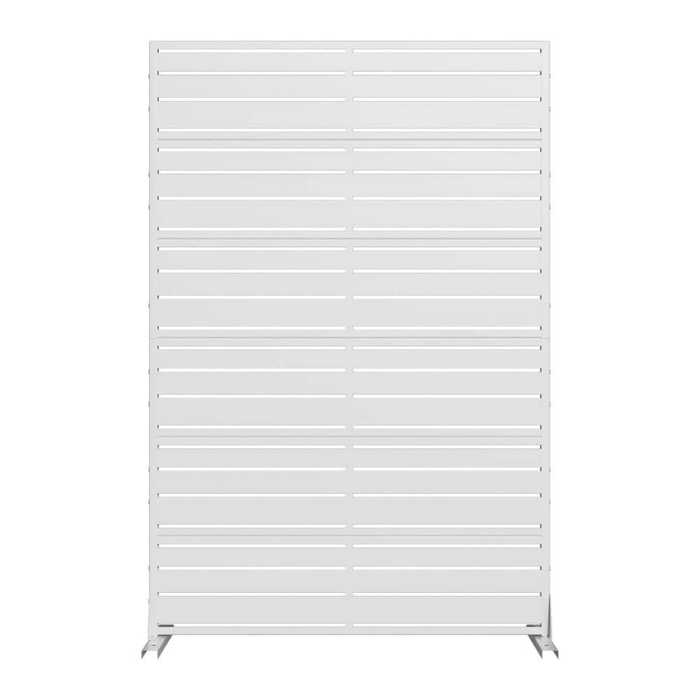 MAYEERTY 1-Piece 72 in. x 47 in. White Metal Louvered Privacy Panel ...
