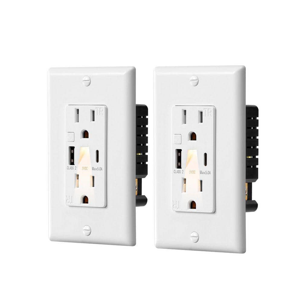 DEWENWILS USB Outlet with LED Night Light, Tamper-Resistant USB Wall ...