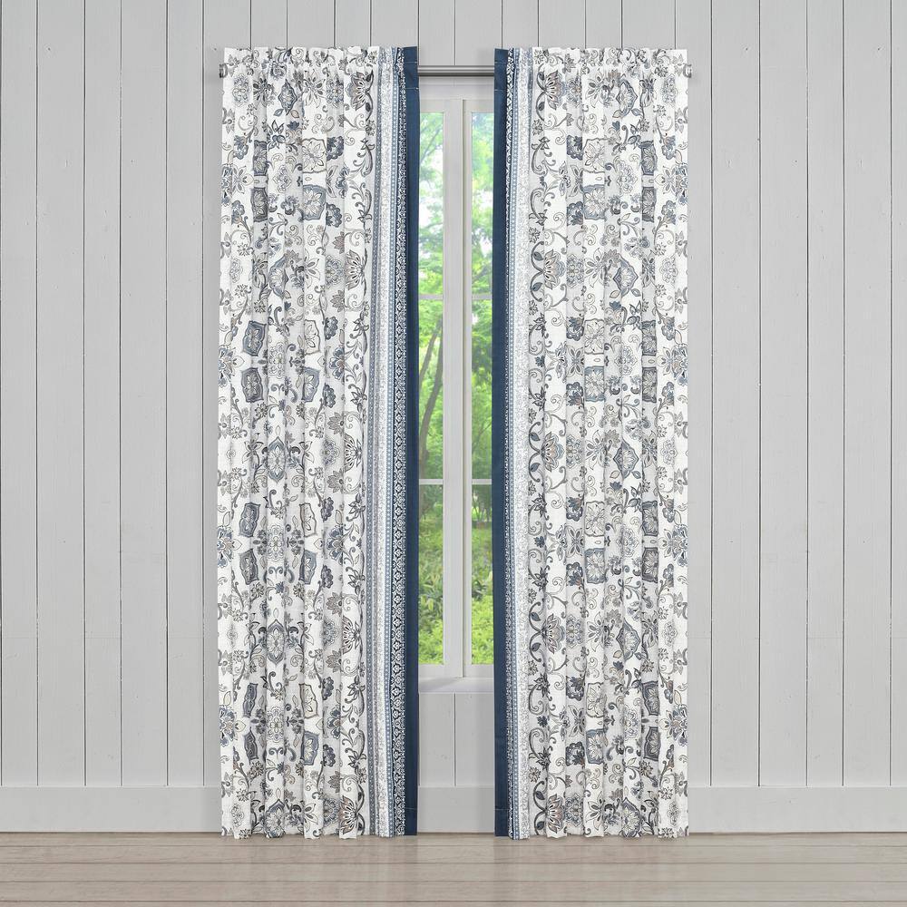 Chelsea Blue Polyester 84" Window Panel Pair 269700684PR - The Home Depot