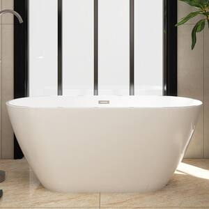Staykiwi 55 in. x 31 in. Freestanding Soaking Bathtub with Center Drain ...