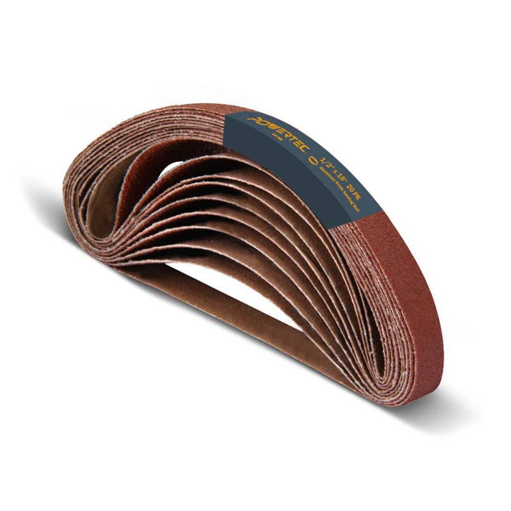 ‎POWERTEC 1/2 in. x 18 in. 150-Grit Aluminum Oxide Sanding Belts for ...