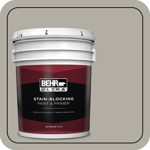 BEHR ULTRA 5 gal. #790D-4 Granite Boulder Flat Exterior Paint & Primer ...