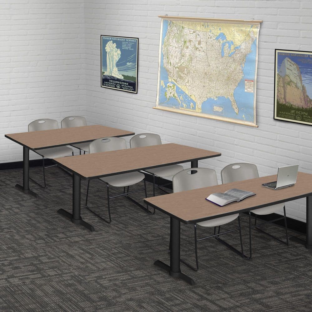 Regency Cain 66 in. x 24 in. Noble Oak T-Base Training Seminar Table ...